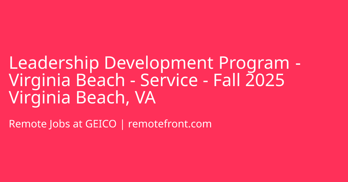Remote Leadership Development Program - Virginia Beach - Service - Fall ...
